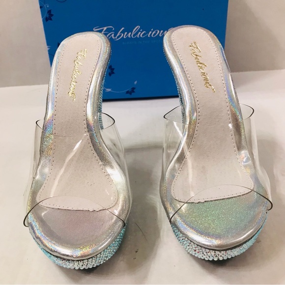 Pleaser | Shoes | Pleaser Fabulicious Cocktail Clear Silver Platform ...